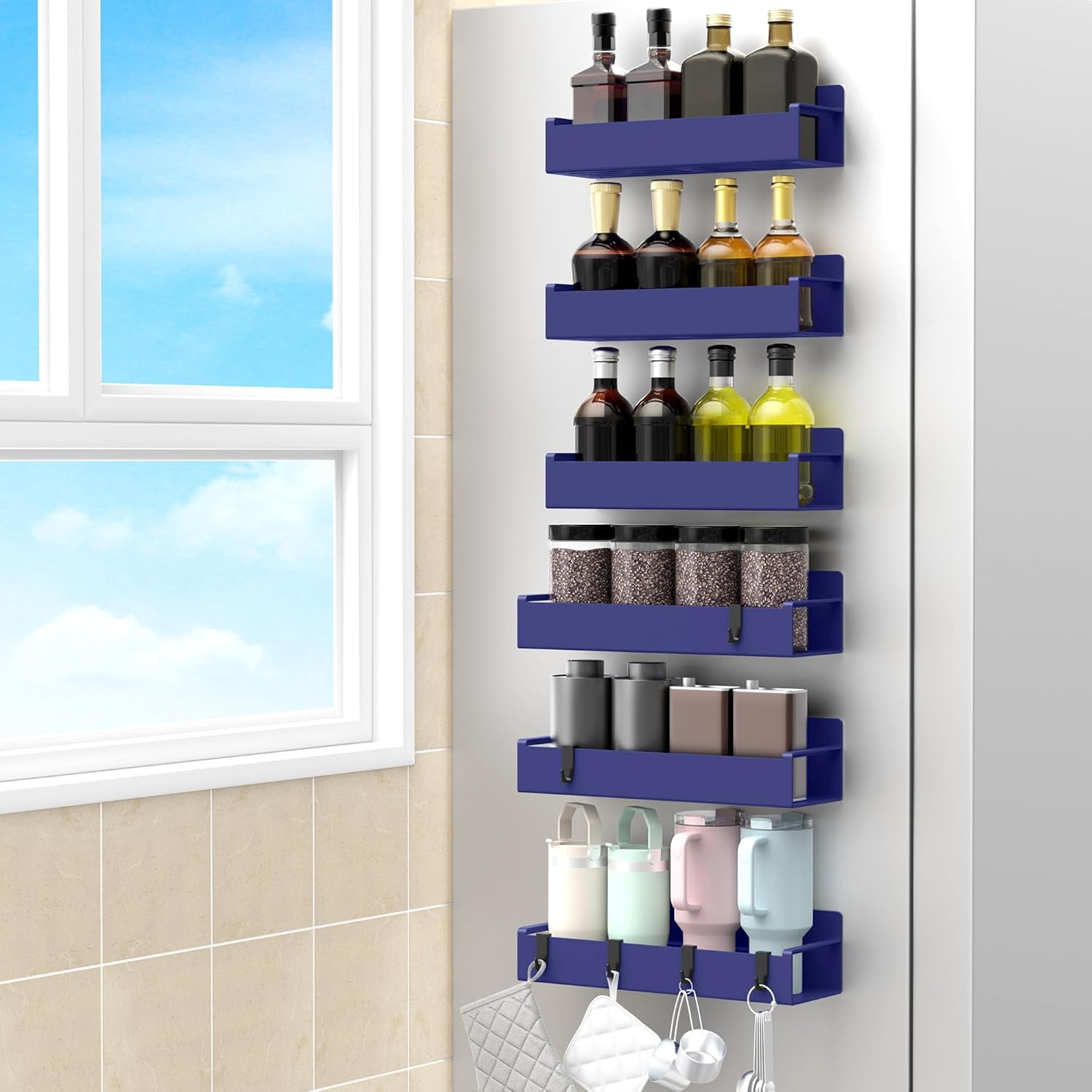 4 Pack Magnetic Spice Rack Organizer for Refrigerator and Oven, Black ...