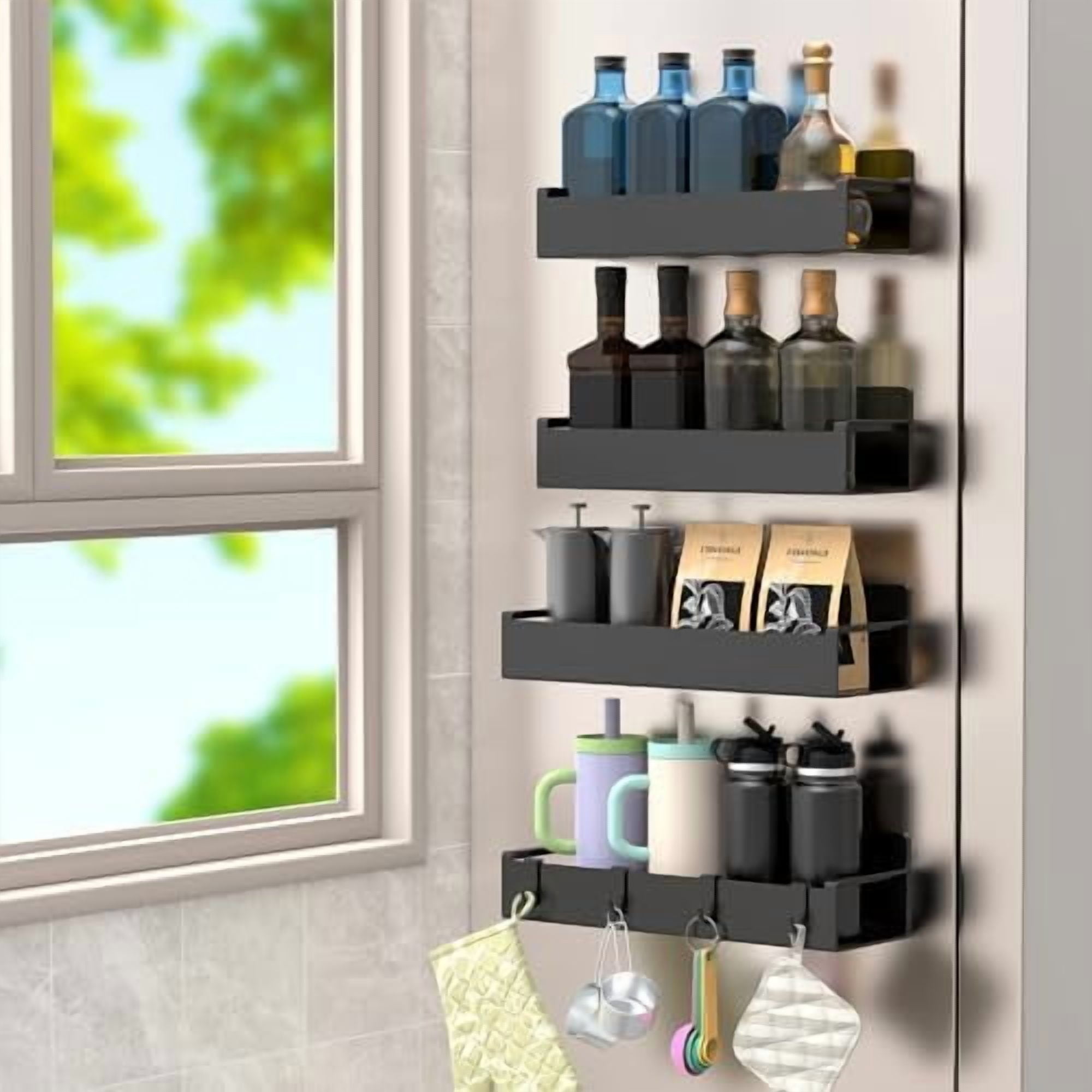 4 Pack Magnetic Spice Rack Organizer for Refrigerator and Oven, Matt ...