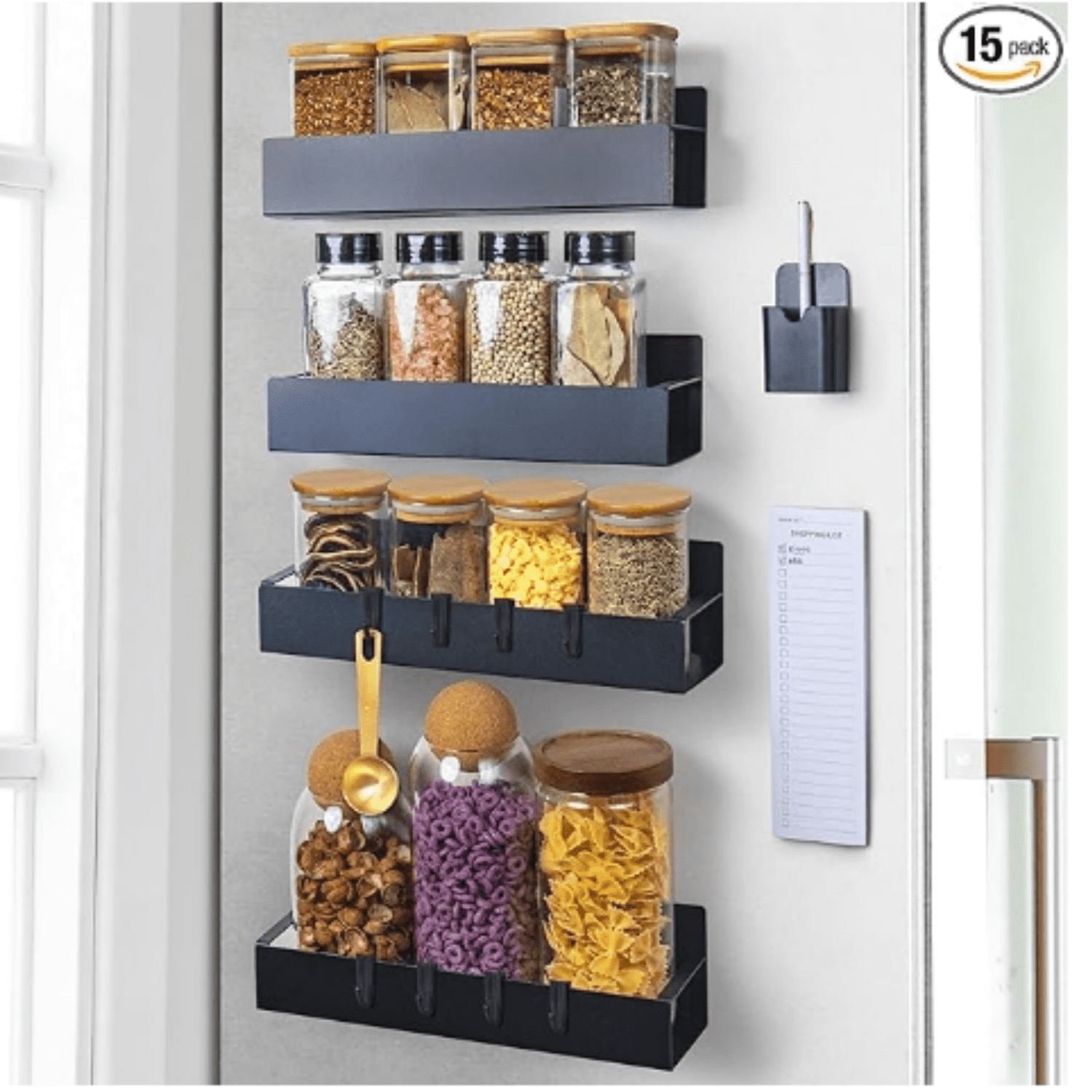 4 Pack Magnetic Spice Rack, Spice Rack Magnetic for Fridge, Magnet ...