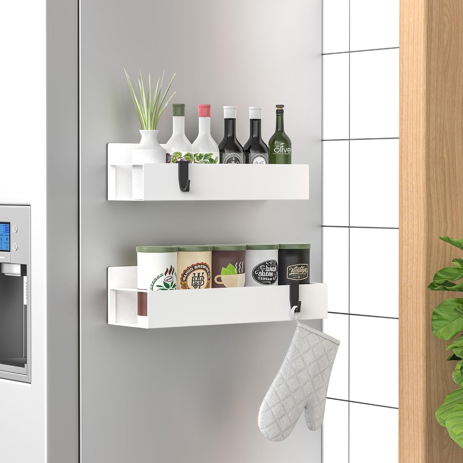 4 Pack Magnetic Spice Storage Rack Organizer for Refrigerator and Oven ...