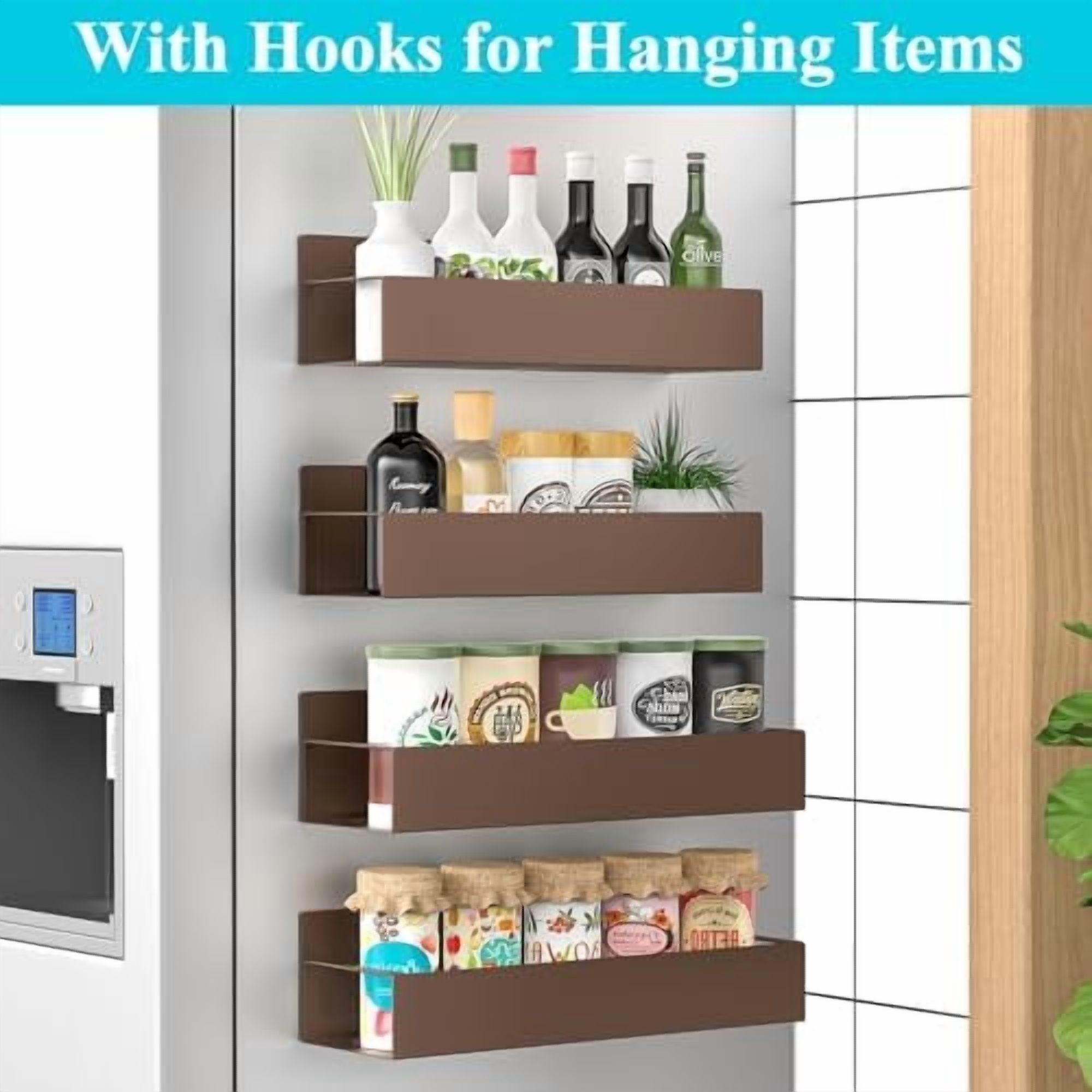 4 Pack Magnetic Spice Storage Rack Organizer for Refrigerator and Oven ...