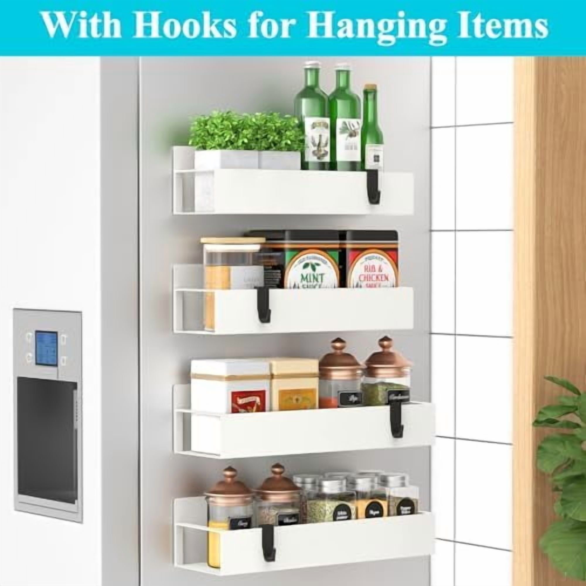 4 Pack Magnetic Spice Storage Rack Organizer for Refrigerator and Oven ...
