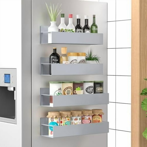 4 Pack Magnetic Spice Storage Rack Organizer for Refrigerator and Oven ...