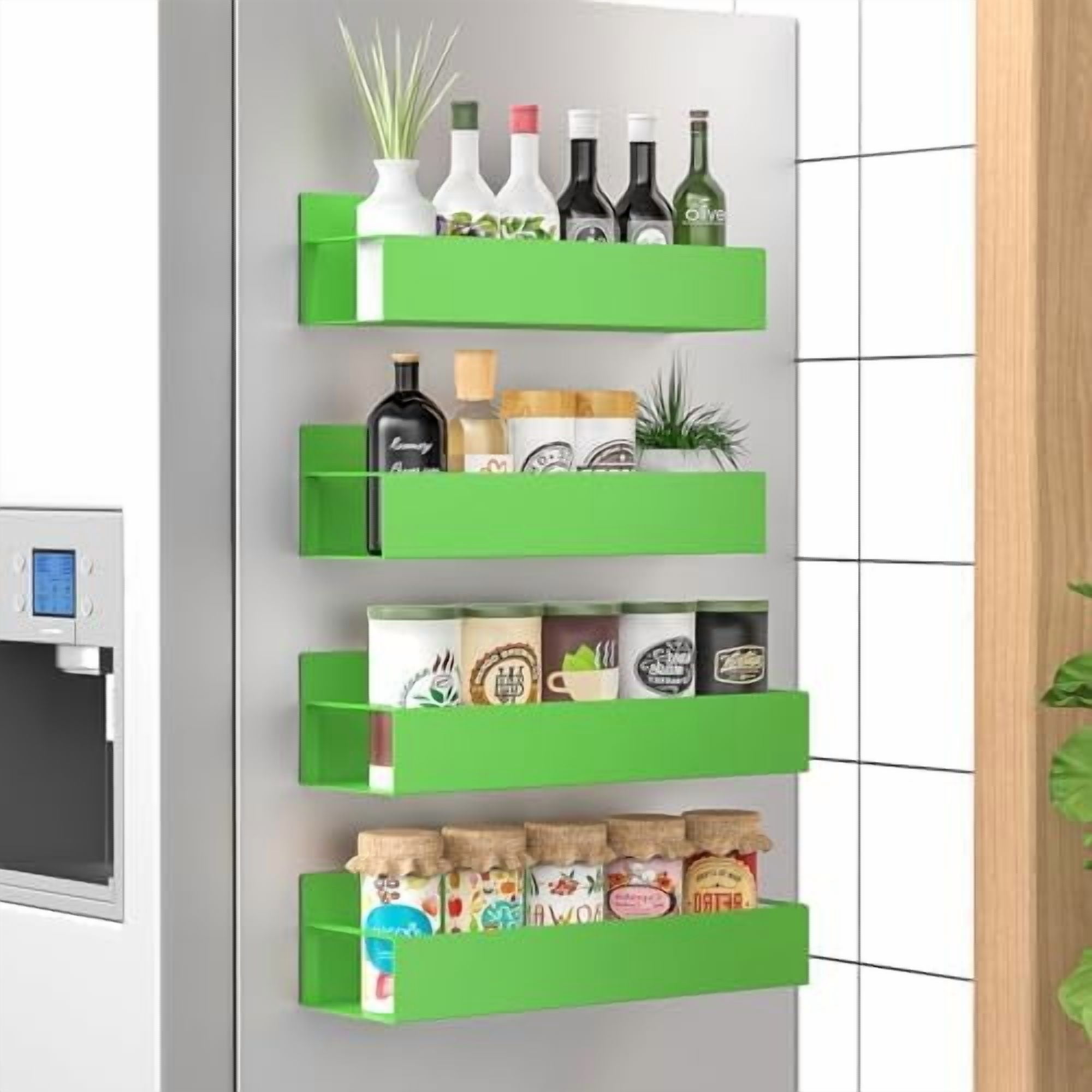 4 Pack Magnetic Spice Storage Rack Organizer for Refrigerator and Oven ...