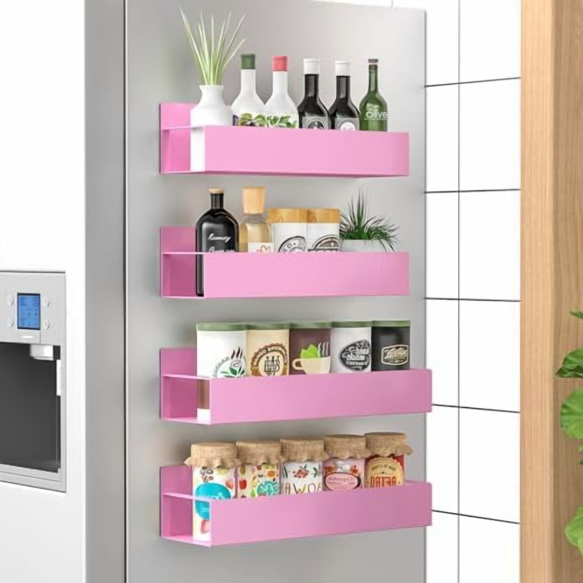 4 Pack Magnetic Spice Storage Rack Organizer for Refrigerator and Oven ...