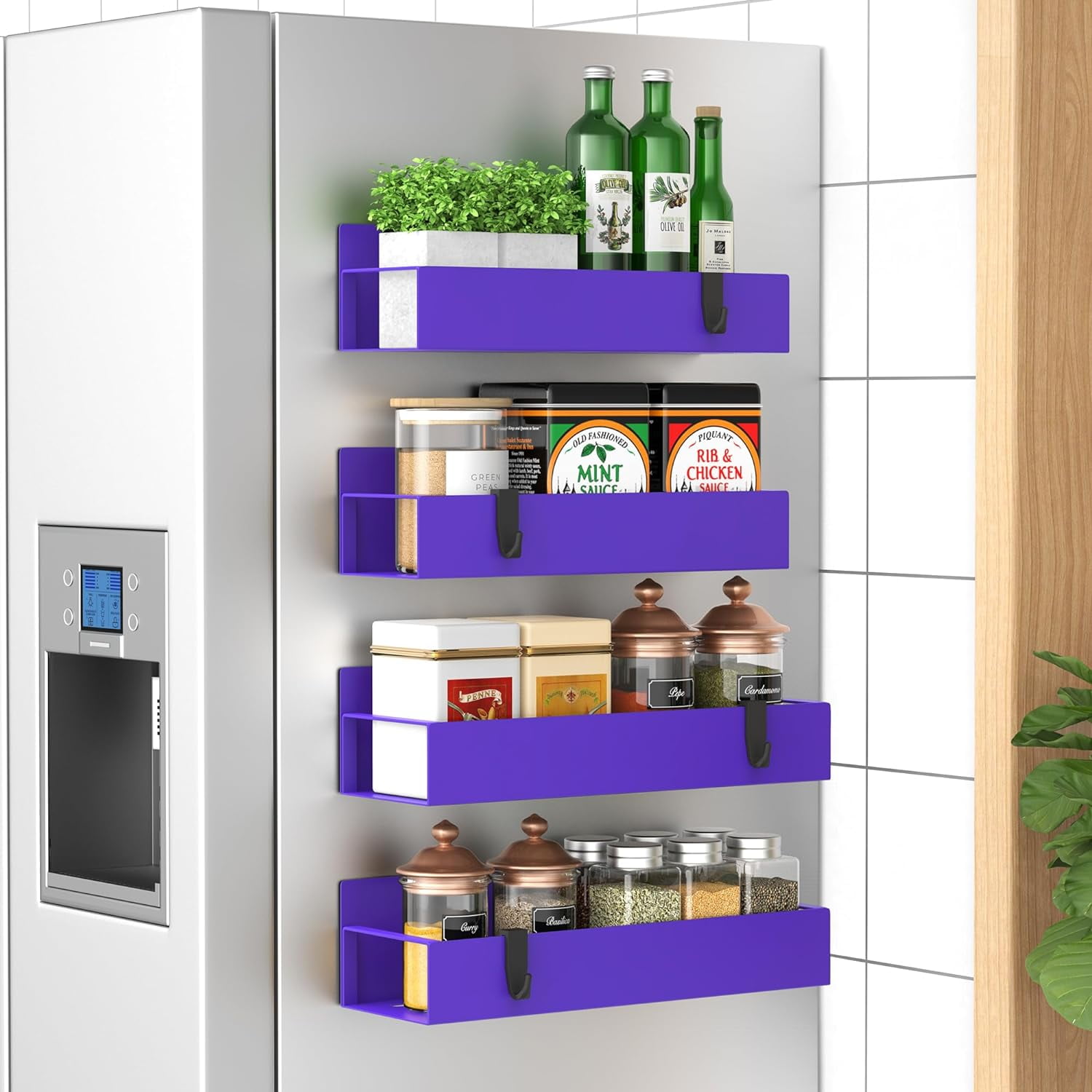 HuggieGems 4 Pack Magnetic Spice Storage Rack Organizer for ...