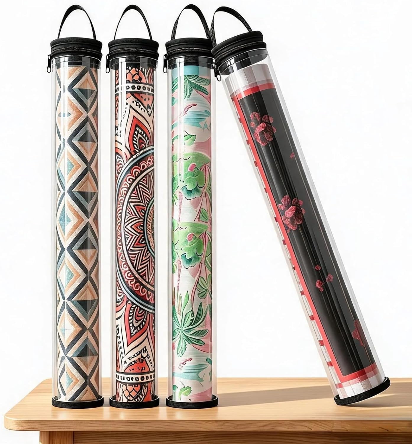 4 Pack Mahjong Mat Bag, 35 in Clear PVC Storage Tubes with Double ...