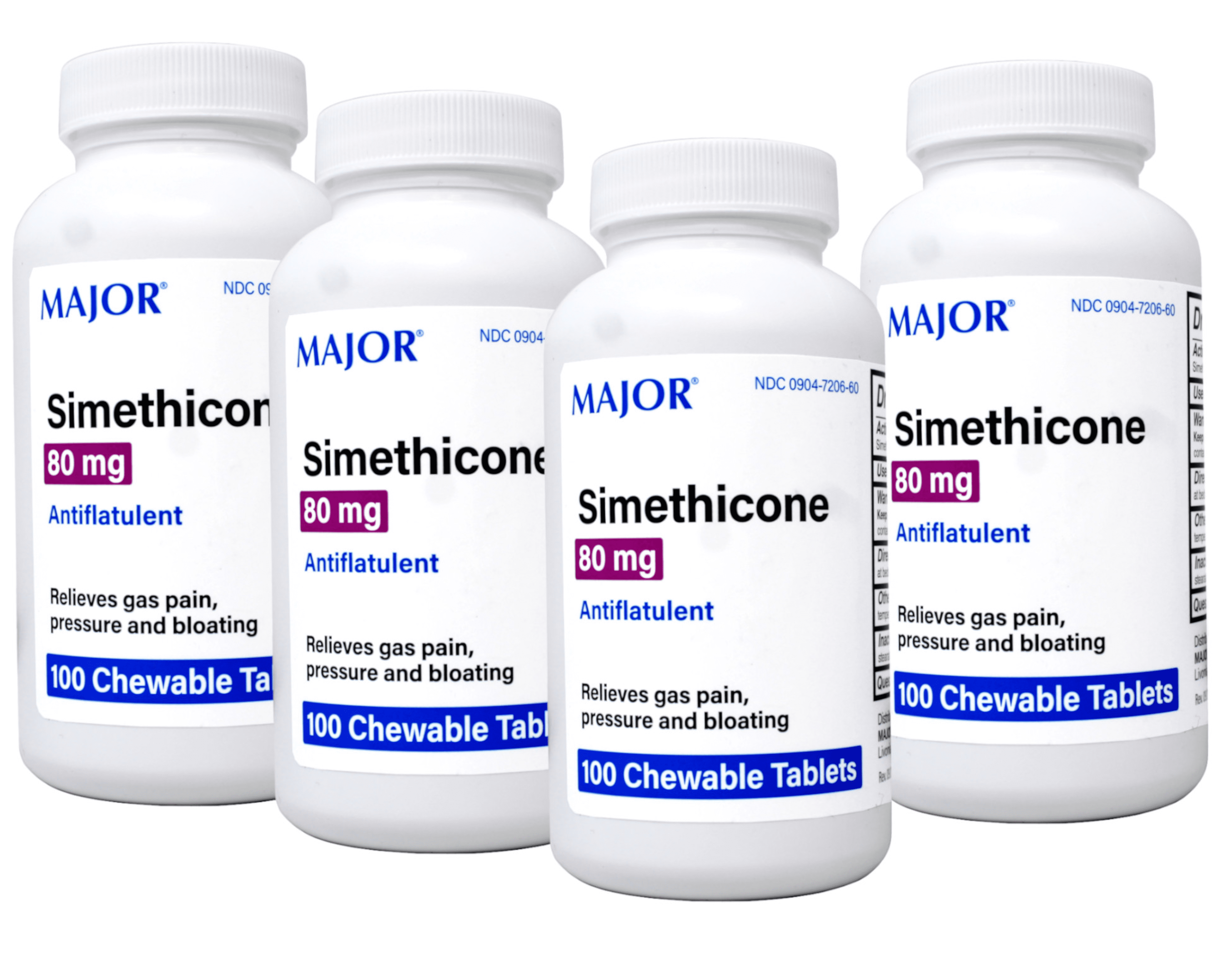 4 Pack - Major Simethicone Gas Relief 80 mg - Anti Flatulence, Bloating ...