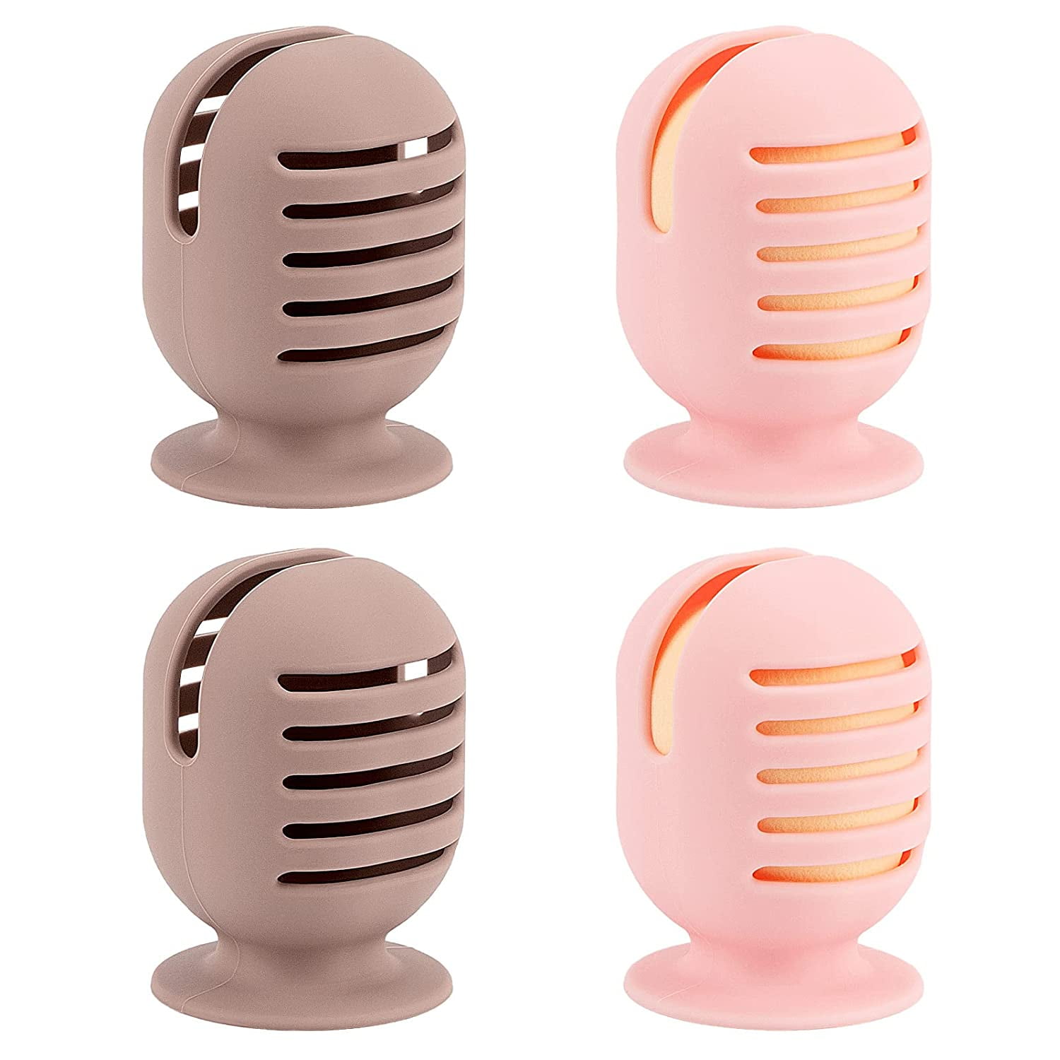 4 Pack Makeup Sponge Holder Travel, Silicone Beauty Sponge Blender Case ...