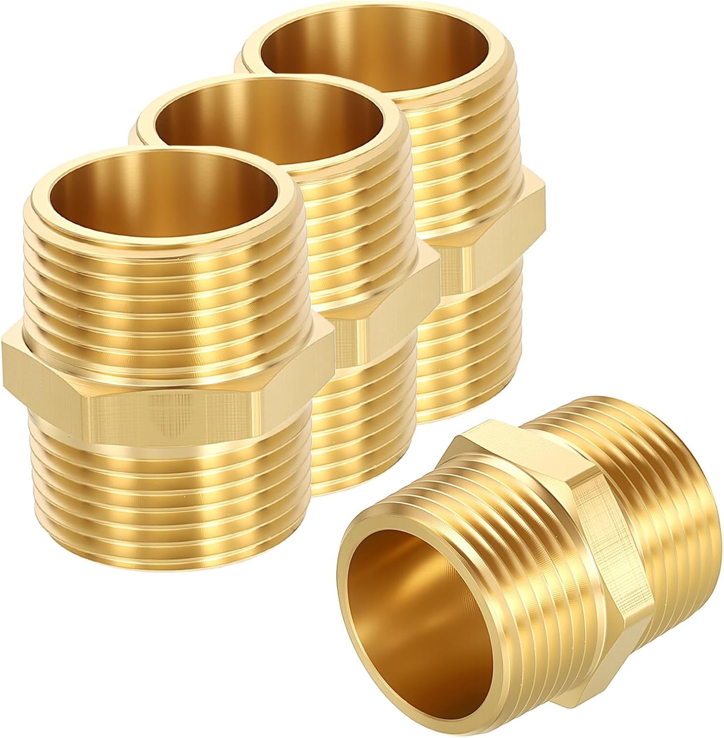 4 Pack Male to Adapters, 1" MNPT x Hex Nipple Pipe Extension Fitting ...