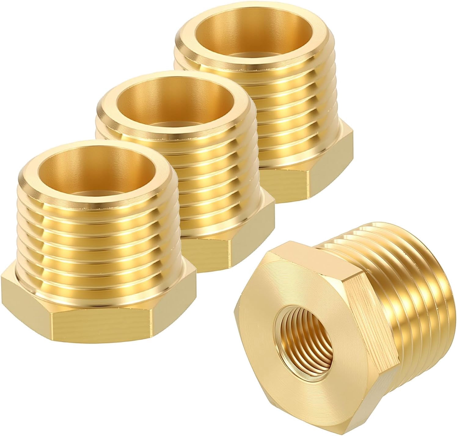 4 Pack Male to FeMale Adapters, 1/2" MNPT x 1/8" FNPT Threaded Brass ...