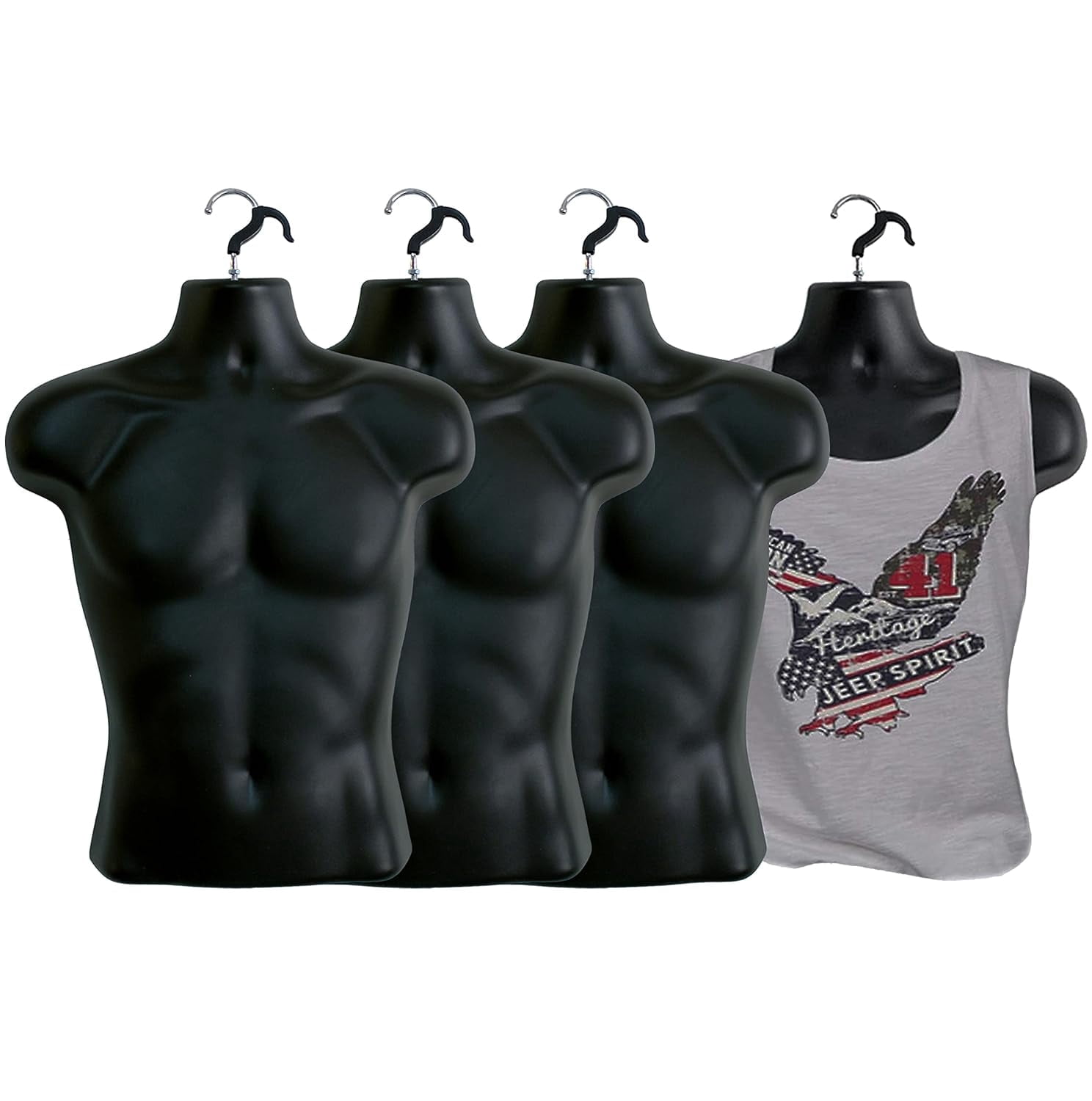 4 Pack Male Mannequin Torso, Dress Form Tshirt Display Countertop ...