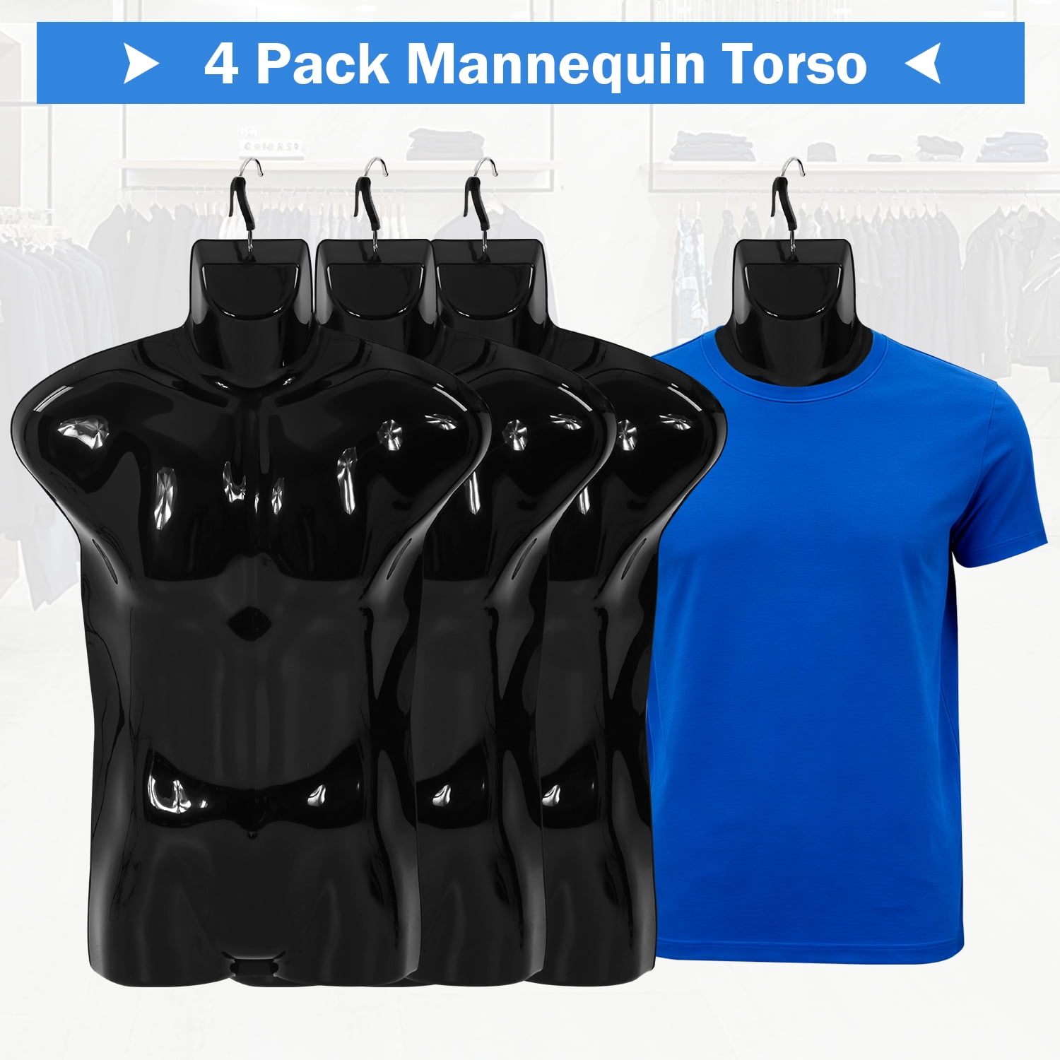 4 Pack Mannequin Torso Manikin Dress Form Male 30" Realistic Clothing ...