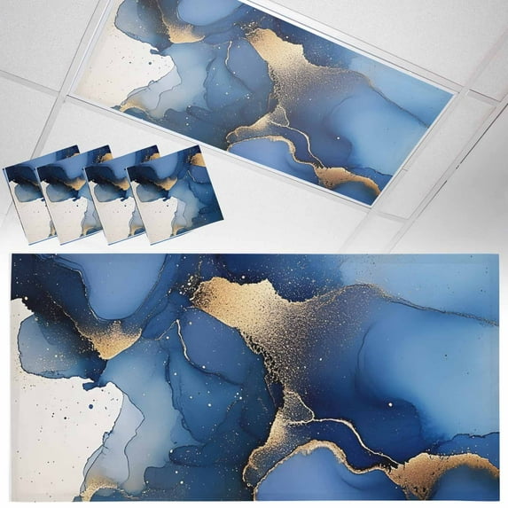 4 Pack Marble Dark Fluorescent Light Covers for Ceiling Lights Blue ...