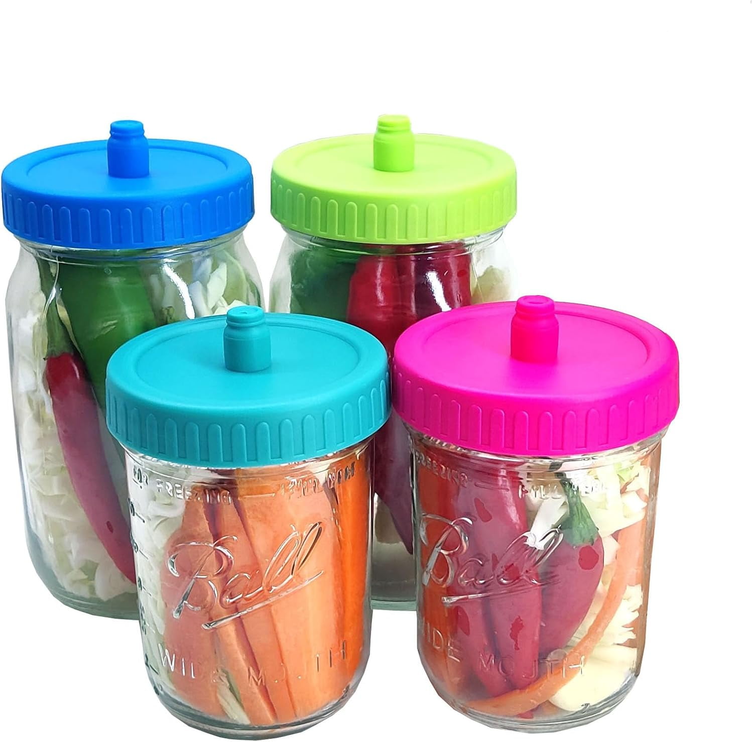 4 Pack Mason Jar Fermentation Lids - Airlock Fermentation Pickle Pipes ...