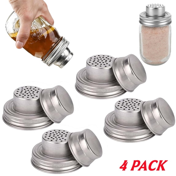 4 Pack Mason Jar Shaker Lids Caps for Cocktail,Dredge Flour,Mix Spices ...