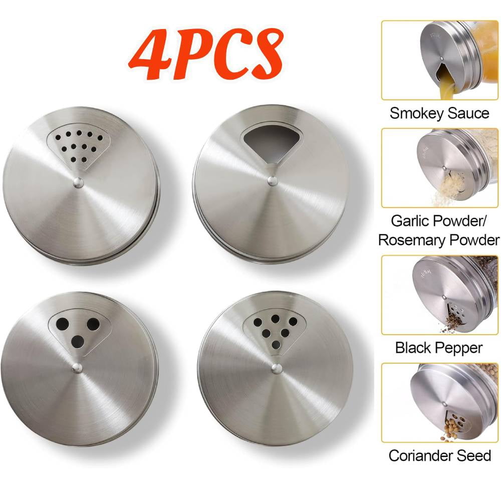 4 Pack Mason Jar Shaker Lids, Stainless Steel Adjustable Spice Lid for ...