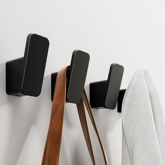 4-Pack Matte Black Towel Hook for Bathroom, Robe Coat Hook, Heavy Duty ...