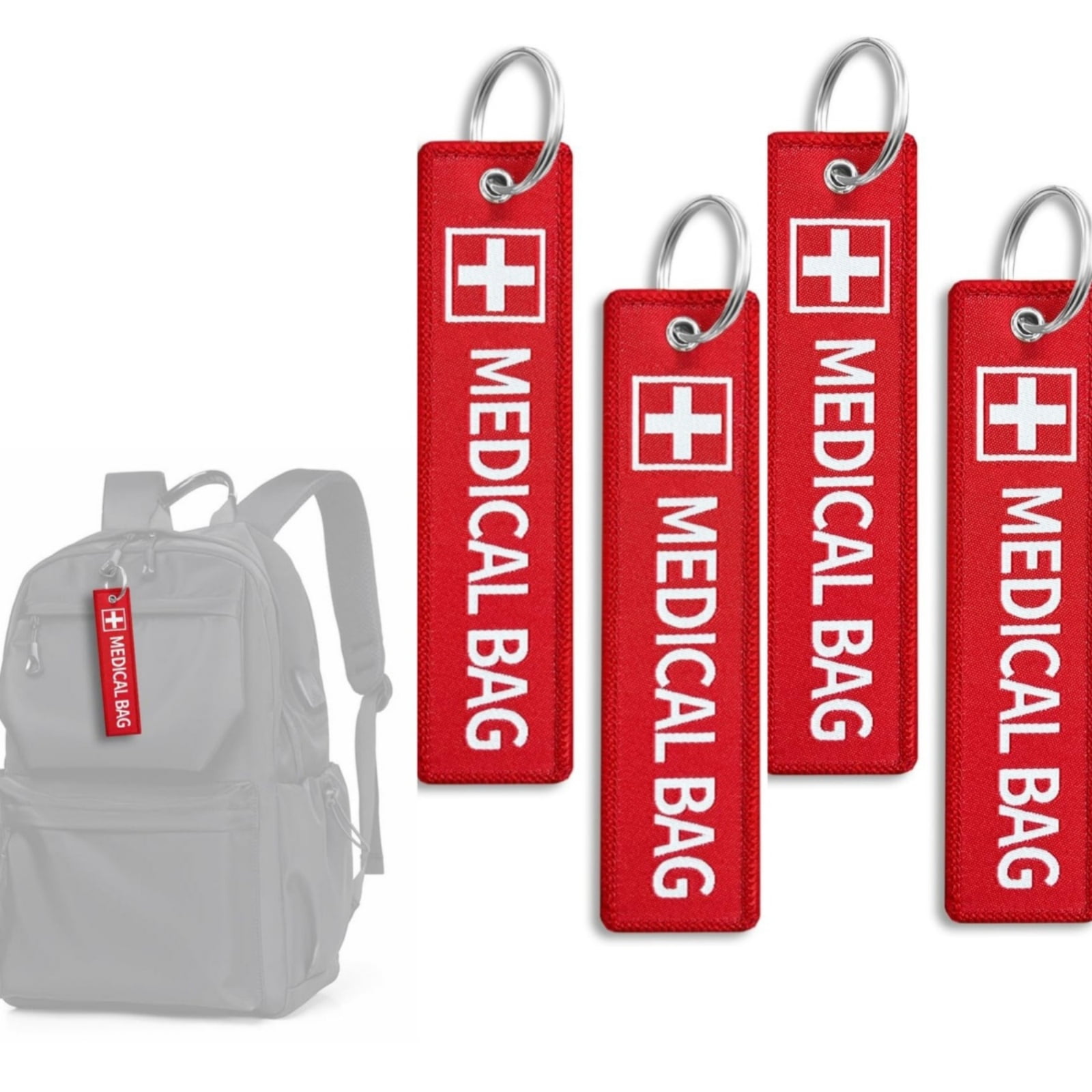 4 Pack Medical Alert Bag Tags, 5.1x1.2 inch Emergency Medical Equipment ...