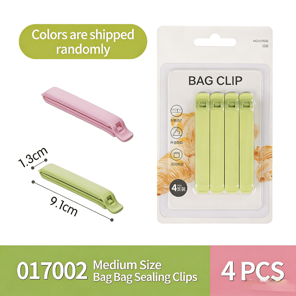 4 Pack Medium Plastic Food Bag Clips for Snacks and Pantry Organization ...