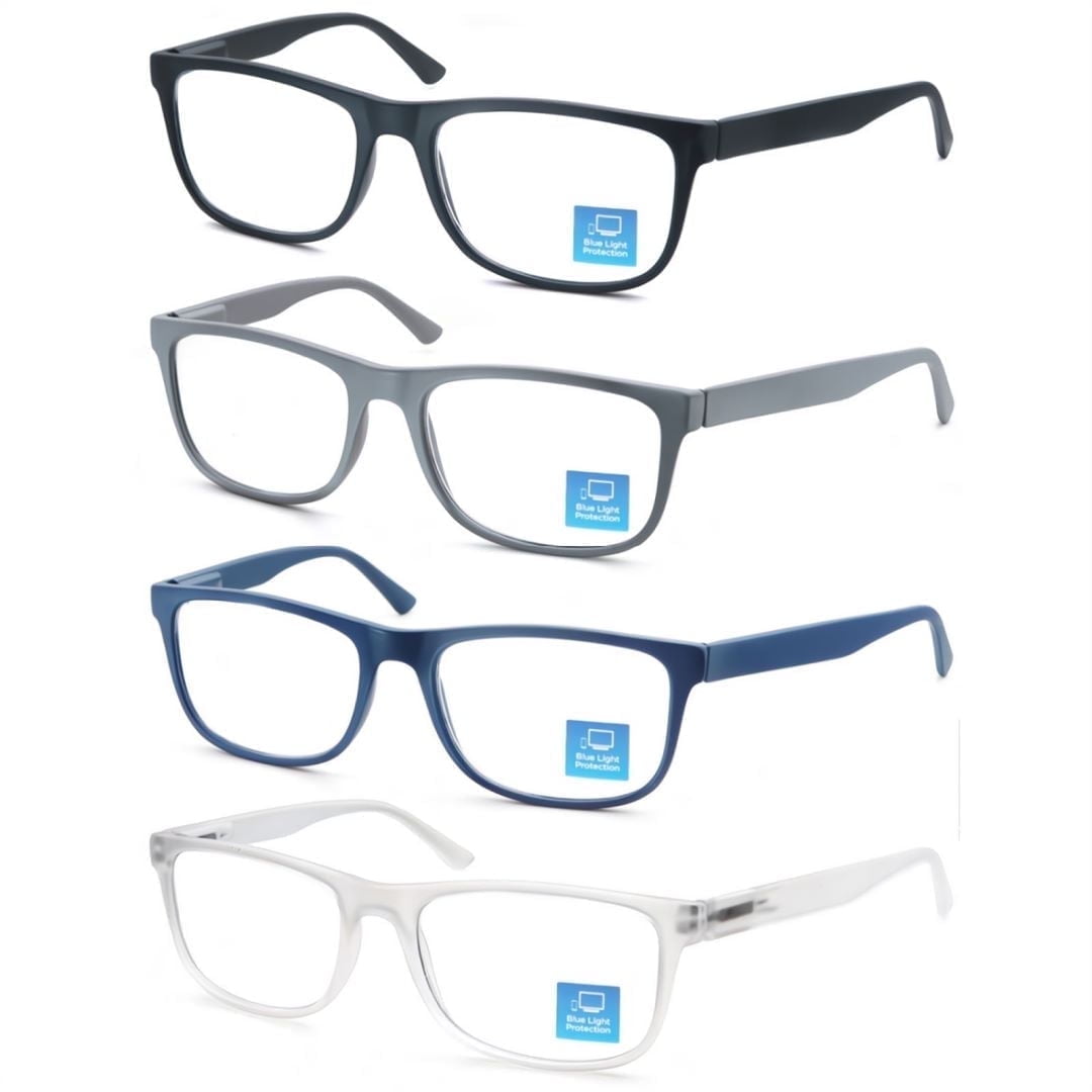 MODFANS 4-Pack Men's Rectangular Blue Light Reducing Flexible Frame ...