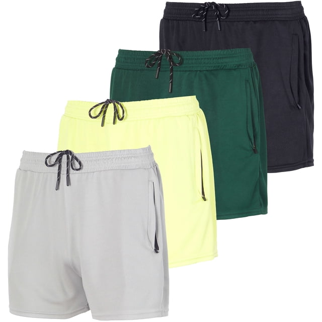 4 Pack: Men's 3" Inch Mesh Running Shorts with Zipper Pockets - Quick ...