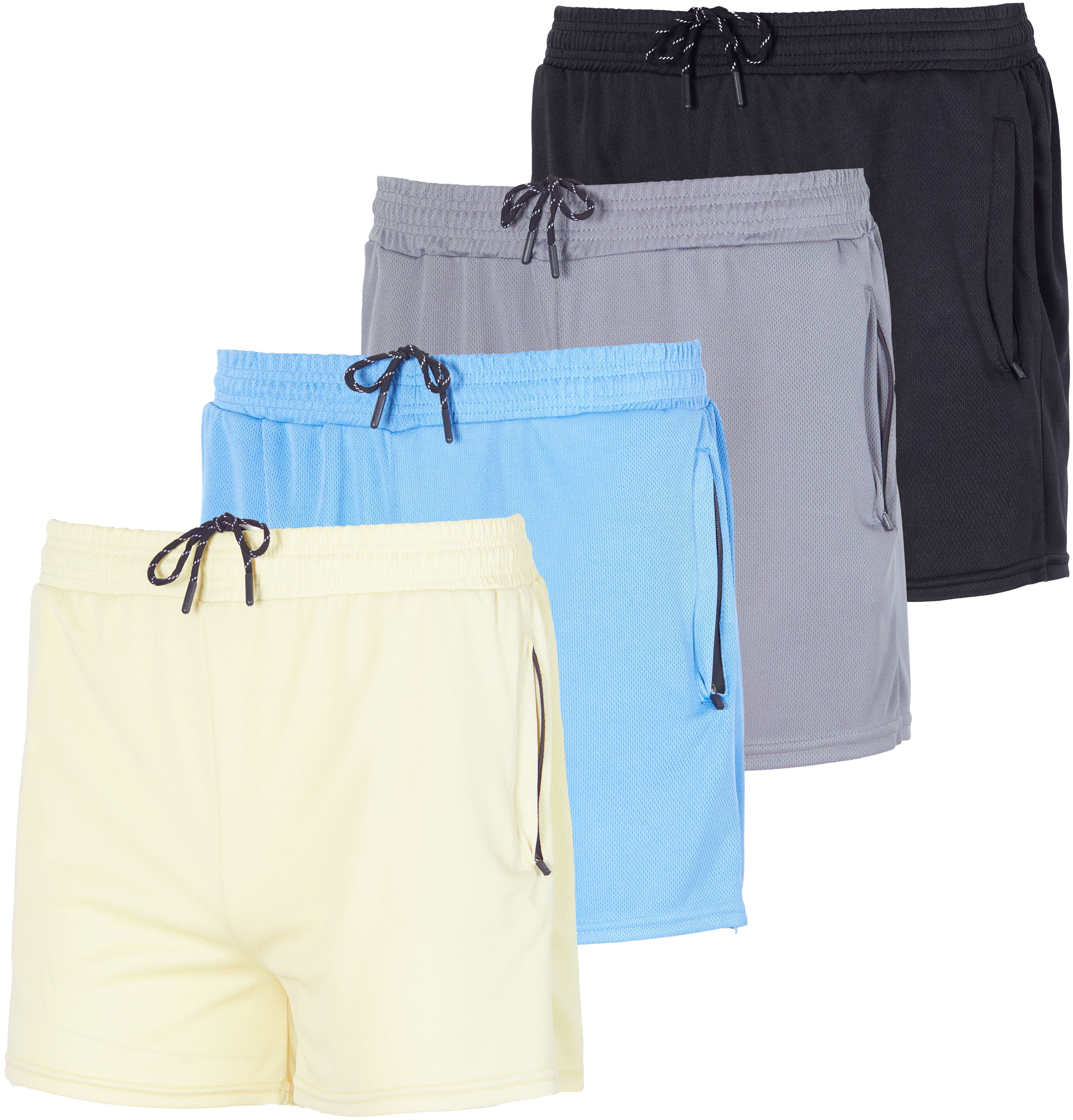 4 Pack: Men's 3" Inch Mesh Running Shorts with Zipper Pockets - Quick ...