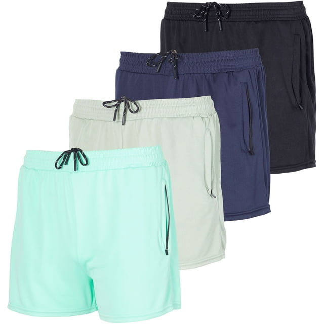 4 Pack: Men's 3" Inch Mesh Running Shorts with Zipper Pockets - Quick ...