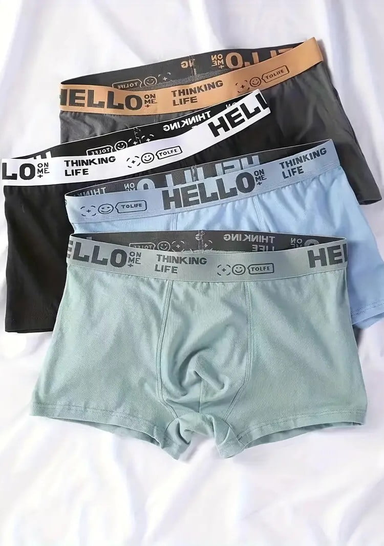 4-Pack Men's 95% Cotton Boxers: Trendy Colors, Breathable & Skin ...