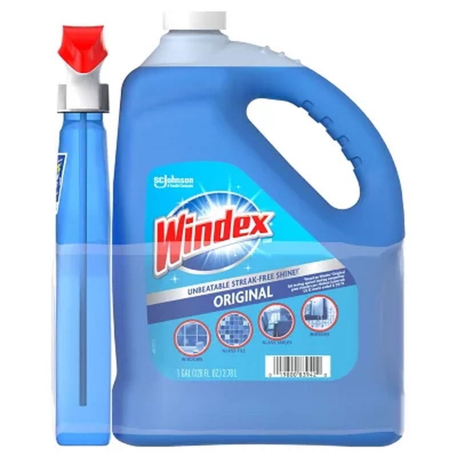 Windex Original Glass Cleaner 128 Fl. Oz. Refill + 32 Fl. Oz. Trigger ...