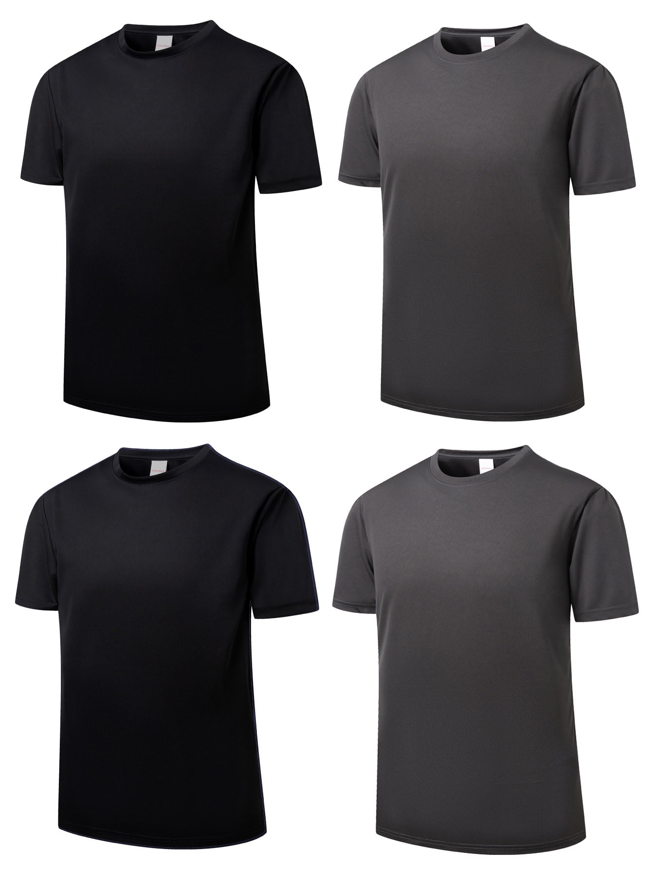 MANSENHUG 4 Pack Men's Dry Fit T Shirts Athletic Running Gym Workout ...