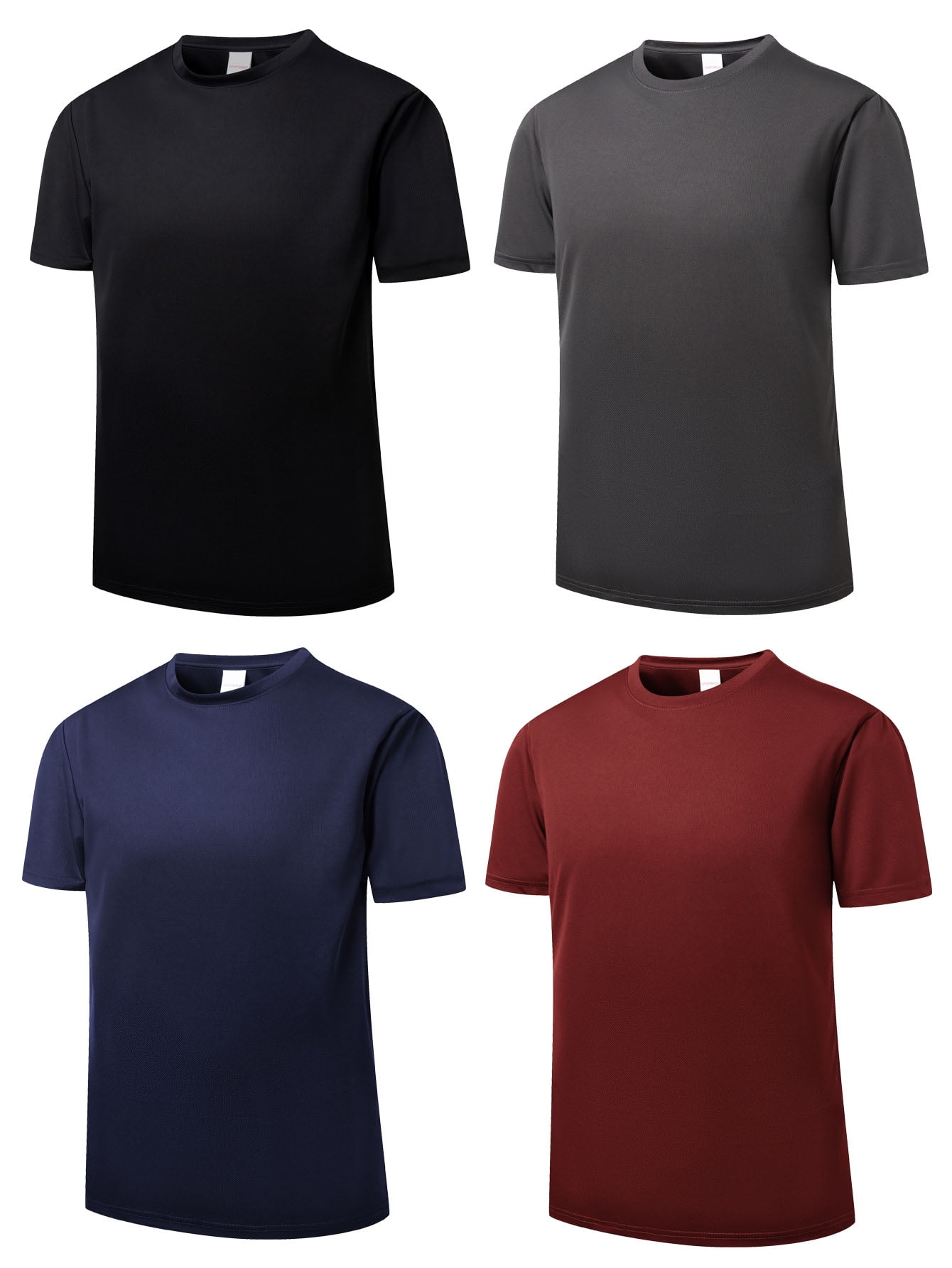 MANSENHUG 4 Pack Men's Dry Fit T Shirts Athletic Running Gym Workout ...