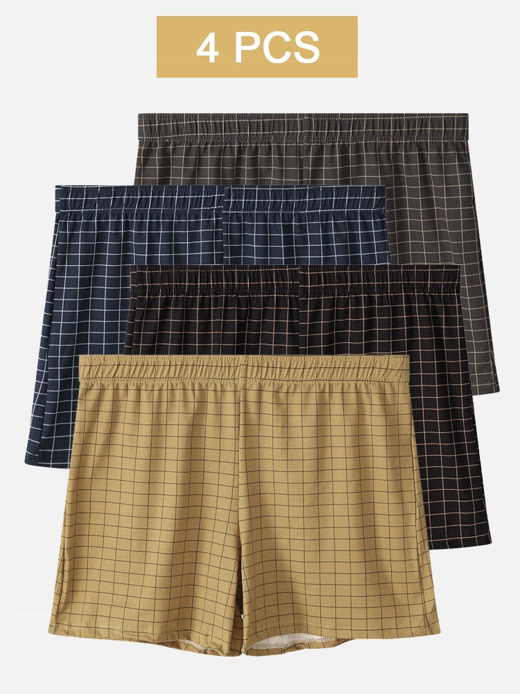 4-Pack Men's Plaid Boxers | Retro Plaid Design for Trendy Style, Soft ...