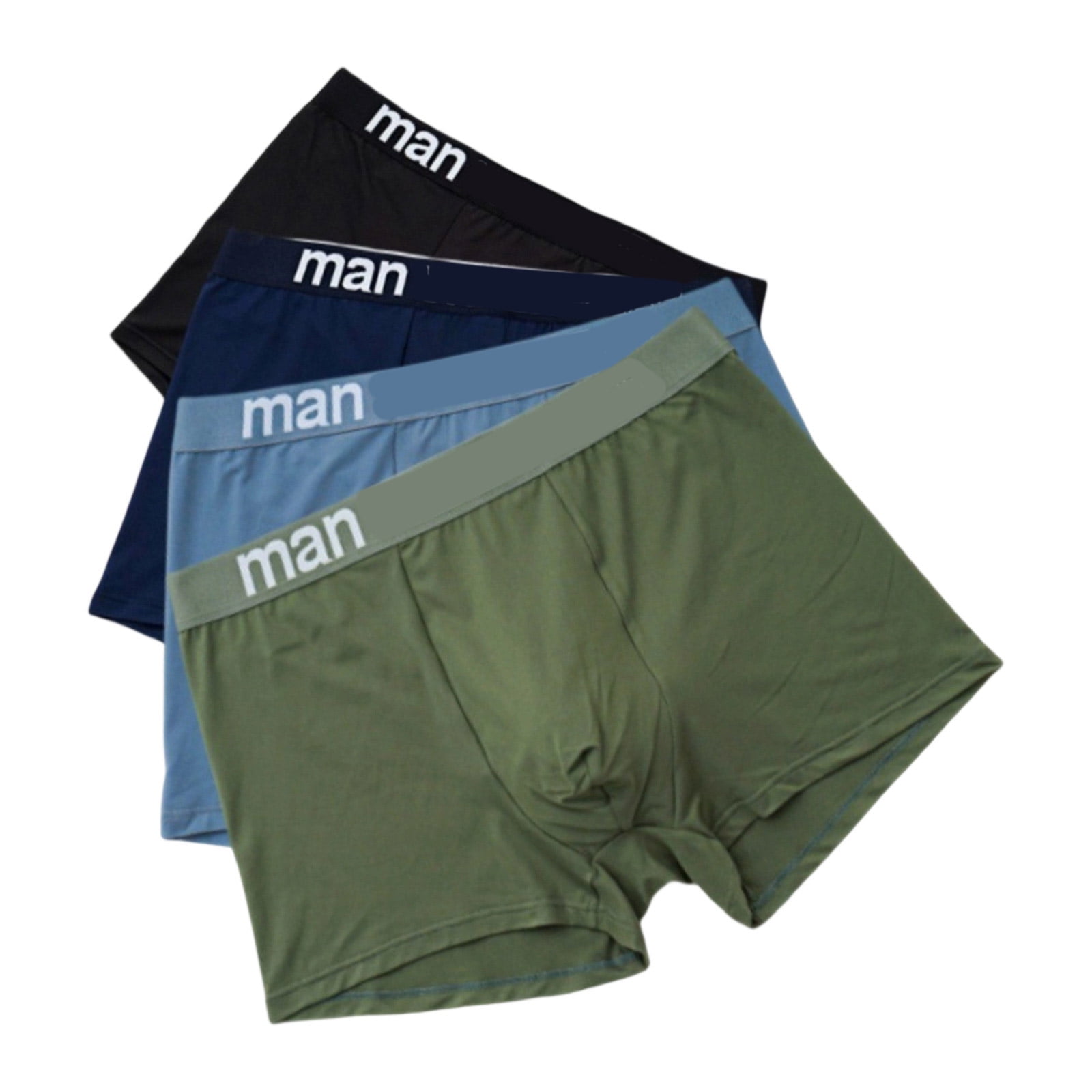 4 Pack Men's Plain Boxers Briefs Moisture Wicking Comfortable Underwear ...