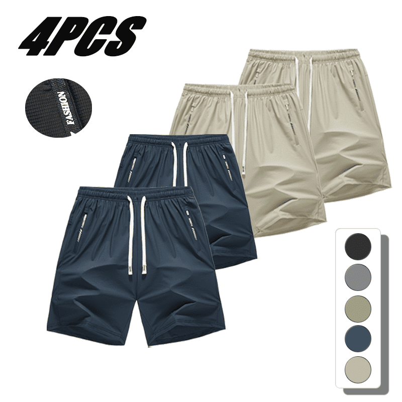 4 Pack Men's Quick Dry Sports Shorts, Elastic Drawstring Casual Workout ...