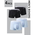 4-Pack Men's "SENSON" Boxers | Color-Block Waistband + Black & Light ...