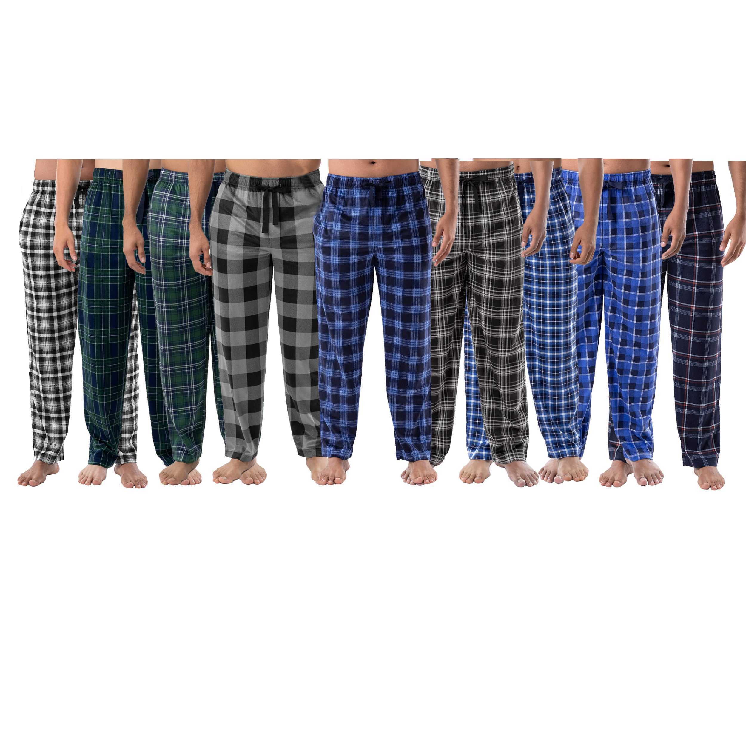 4-Pack Men's Ultra-Soft Micro Fleece Plaid Cozy Lounge Sleepwear Pajama ...