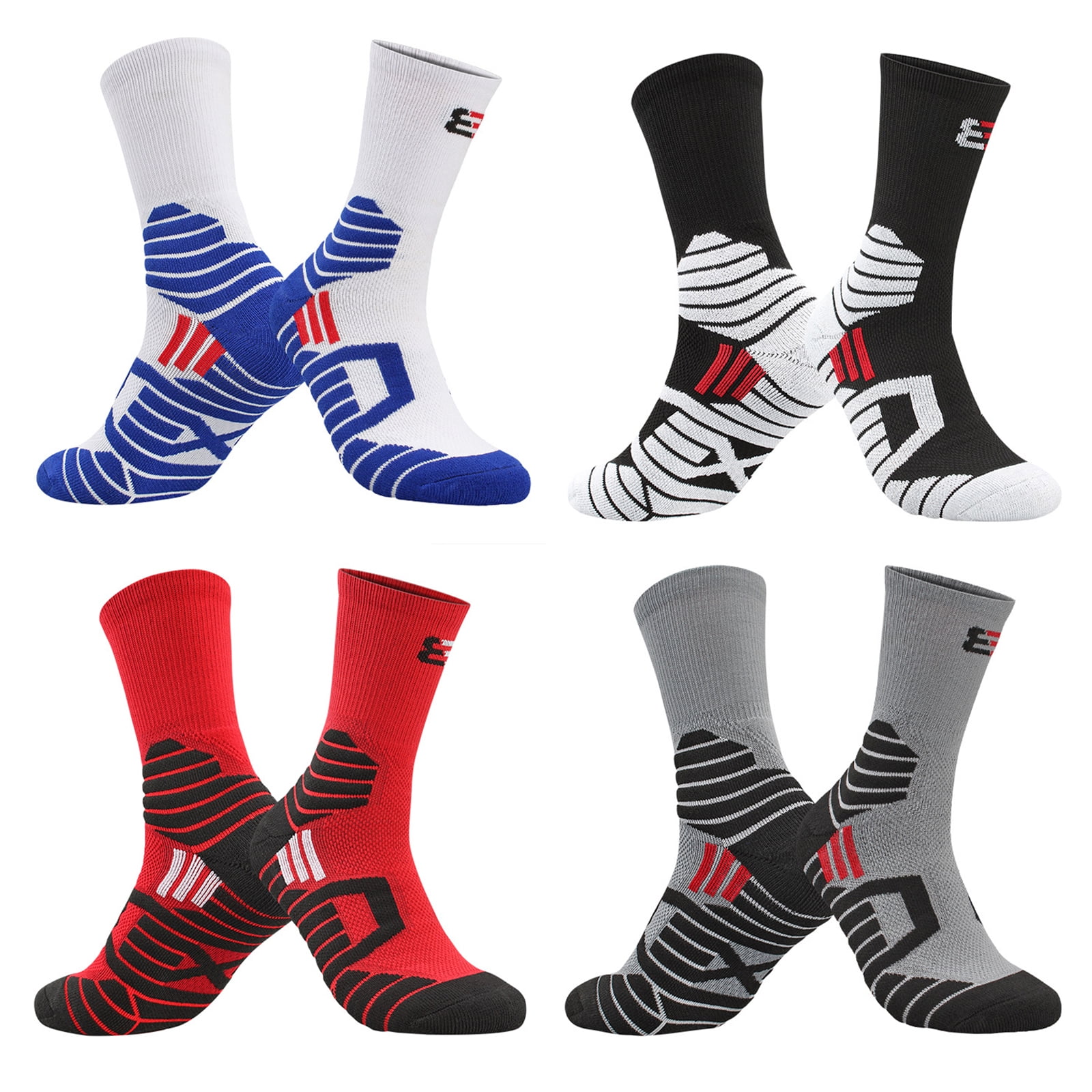 4 Pack Mens Basketball Socks Elite Athletic Mid-Calf Crew Socks for ...
