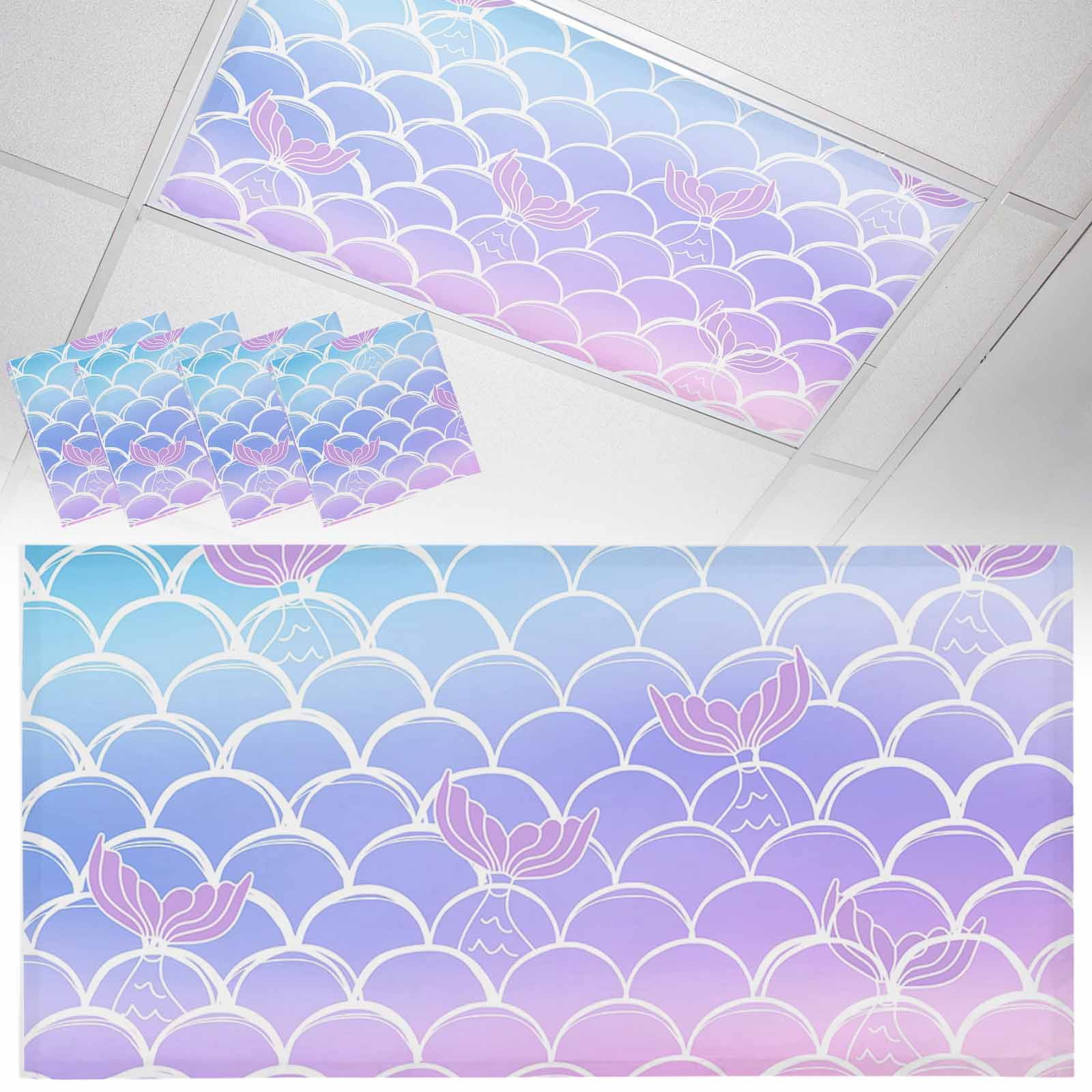 4 Pack Mermaid Tail Fluorescent Light Covers for Ceiling Lights Rainbow ...