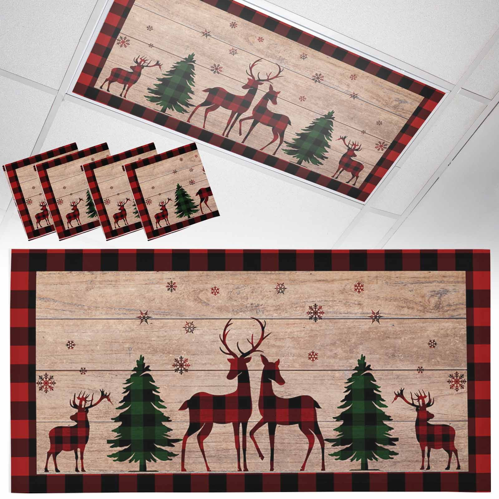 4 Pack Merry Christmas Fluorescent Light Covers for Ceiling Lights Elk ...