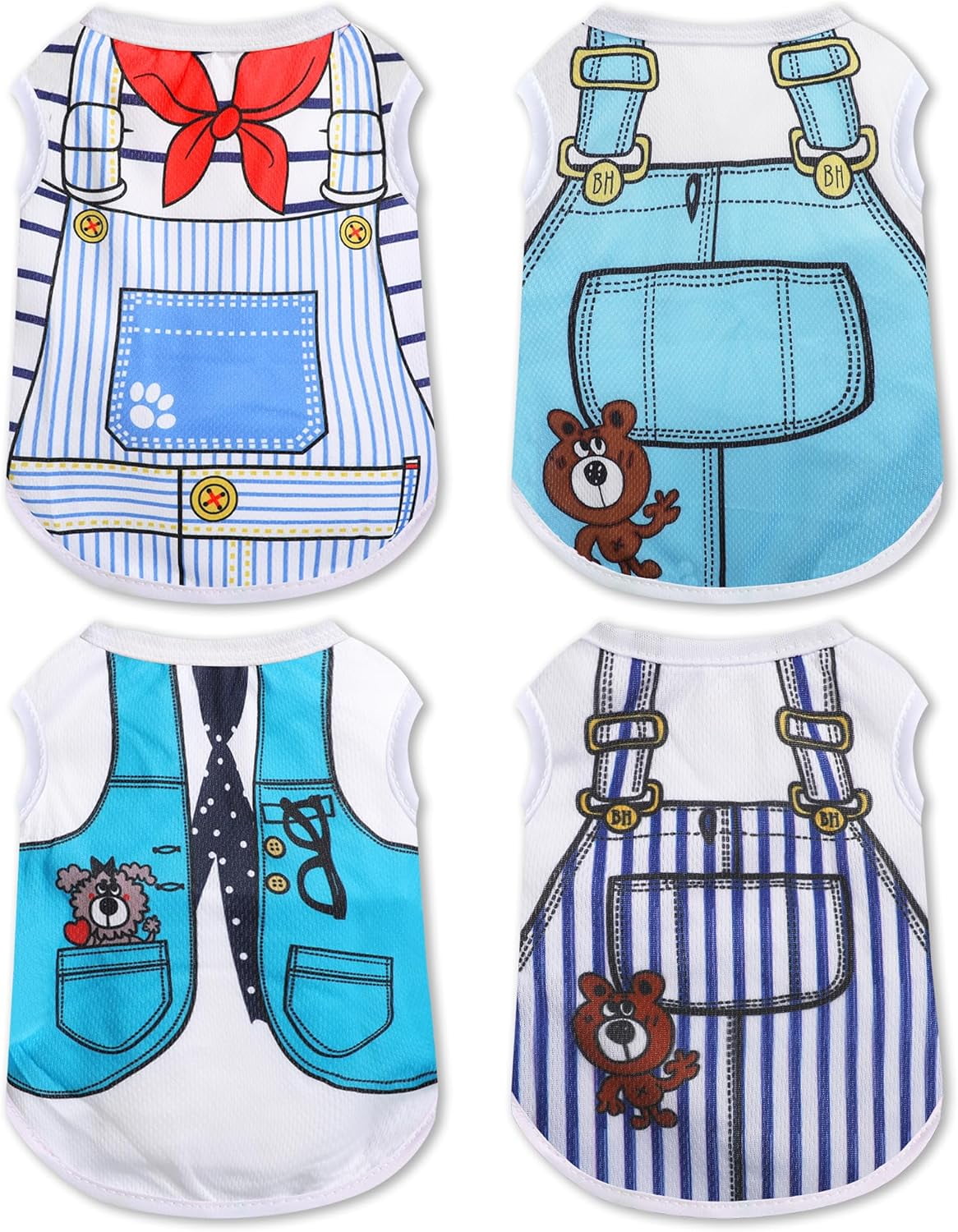 4 Pack Mesh Dog Shirts for Small Dogs: Stretchy Dog Clothes with Cute ...