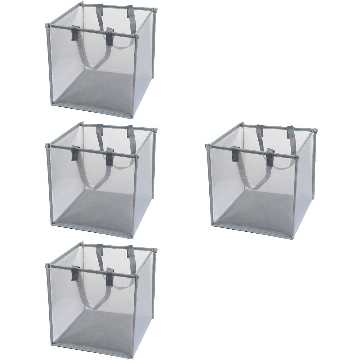 4 Pack Mesh Laundry Basket Handle Design Hamper Bags Foldable Baskets ...