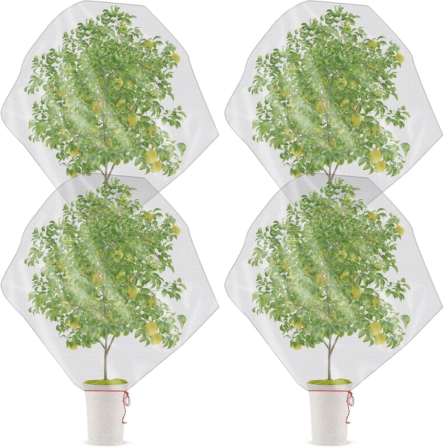 4 Pack Mesh Netting Cover,Plant Fruit Protection Bags with Drawstring ...