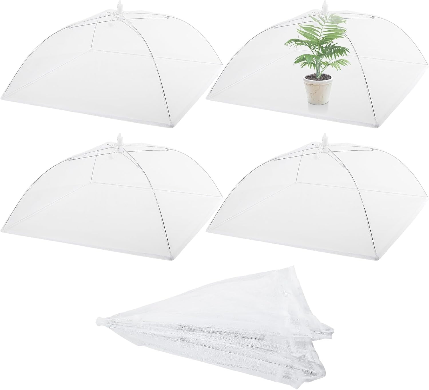 4 Pack Mesh Plant Cover Reusable Screen Cloche Dome Plant Protector ...