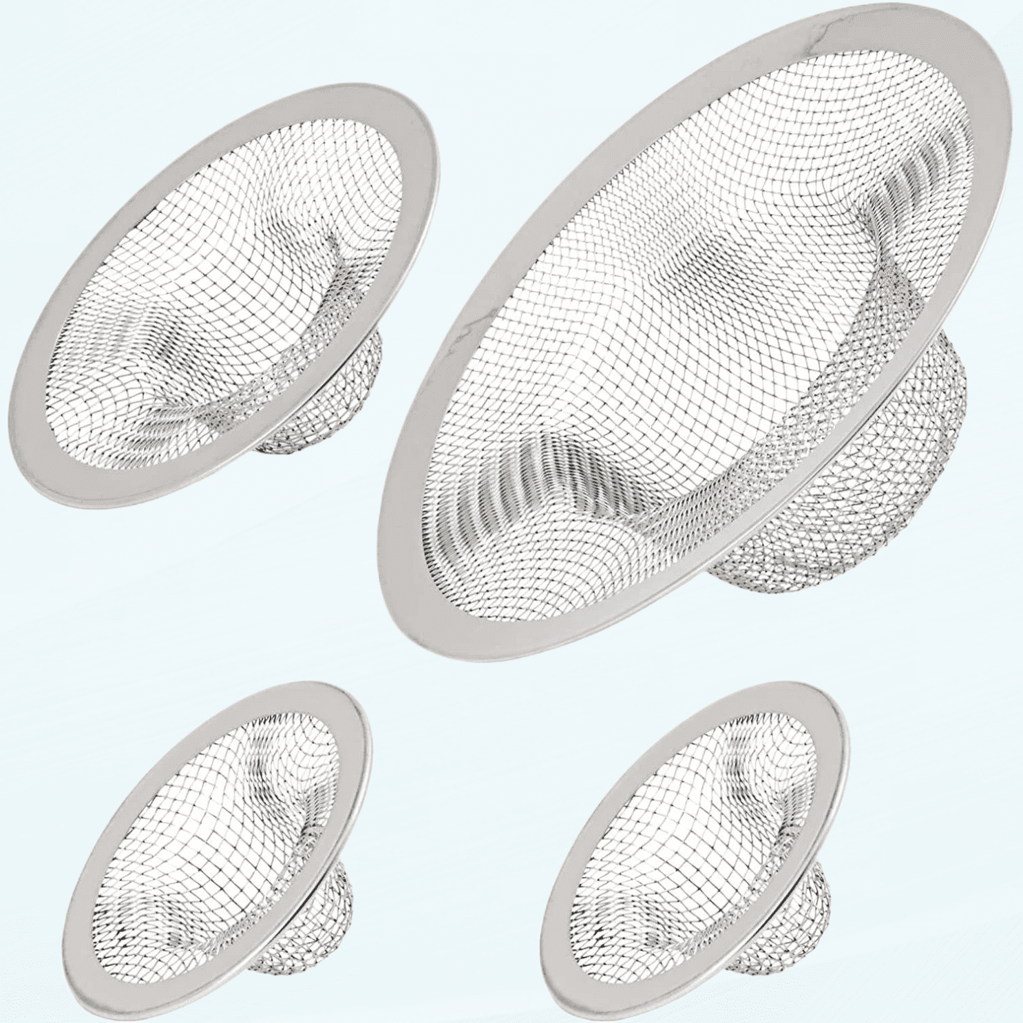 4-Pack Mesh Sink Strainer for Kitchen, Stainless Steel Drain Screen ...