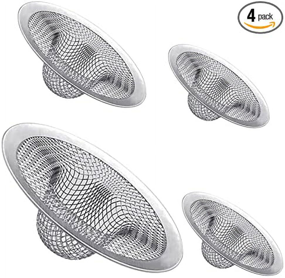 4-Pack Mesh Sink Strainer for Kitchen, Stainless Steel Drain Screen ...