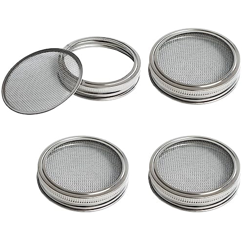 4 Pack Mesh Strainer Jar Stainless Steel Sprouting Jars Mason Wide ...