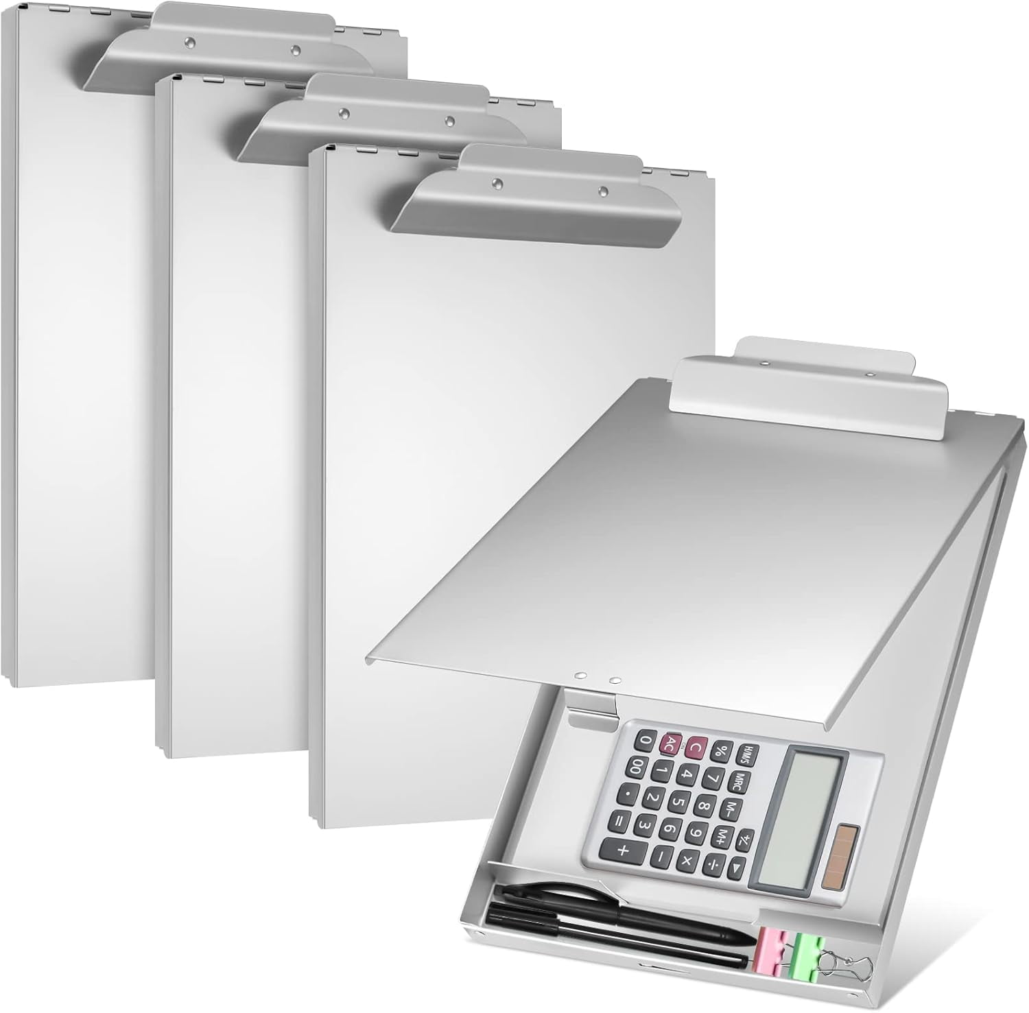 4 Pack Metal Clipboard with Storage Clipboard Self Locking Portfolio ...