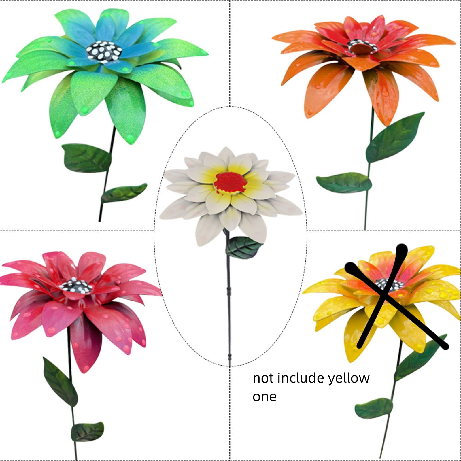 4 Pack Metal Flowers Decorative Garden Stakes for Spring Decor, 14.57 ...