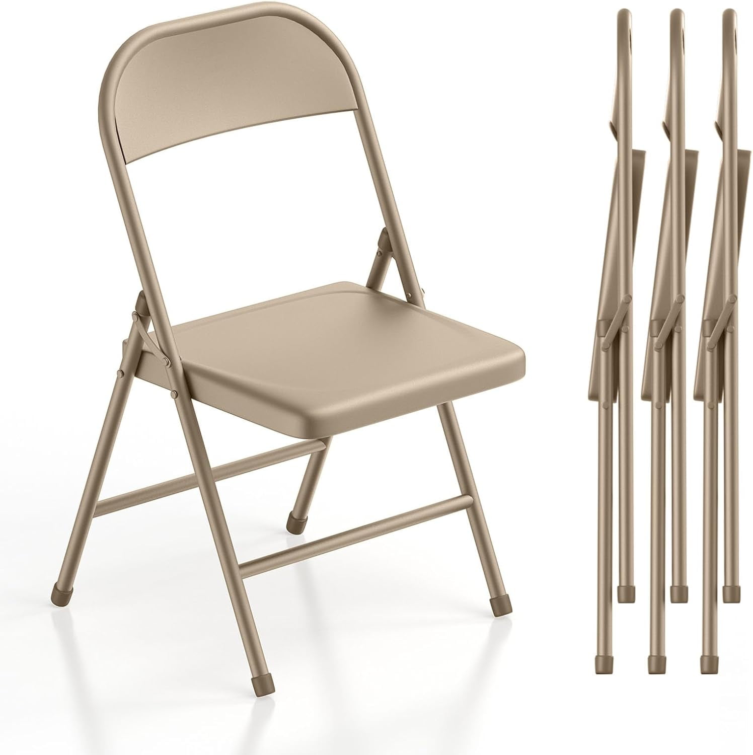 4 Pack Metal Folding Chair with Steel Seat and Double Braced Frame ...